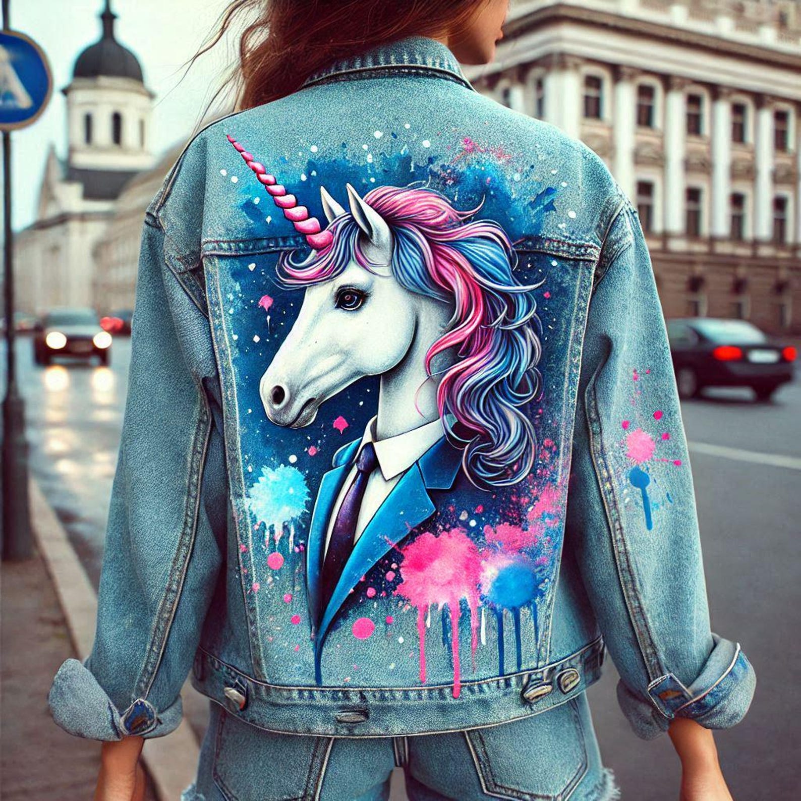 Hand-painted Unicorn Jacket Made to Order, Painted Denim Jacket ...