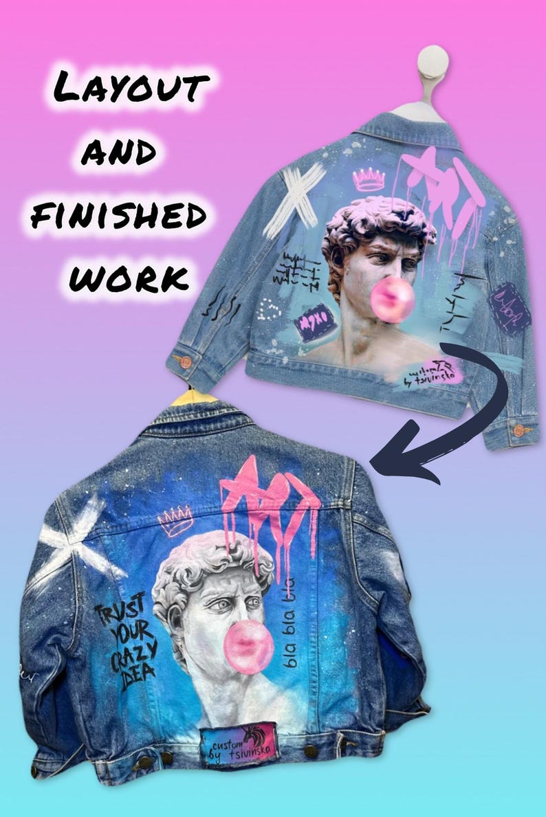Hand-painted Denim Jacket Arcane Jinx, Art Custom Personalized Jacket ...