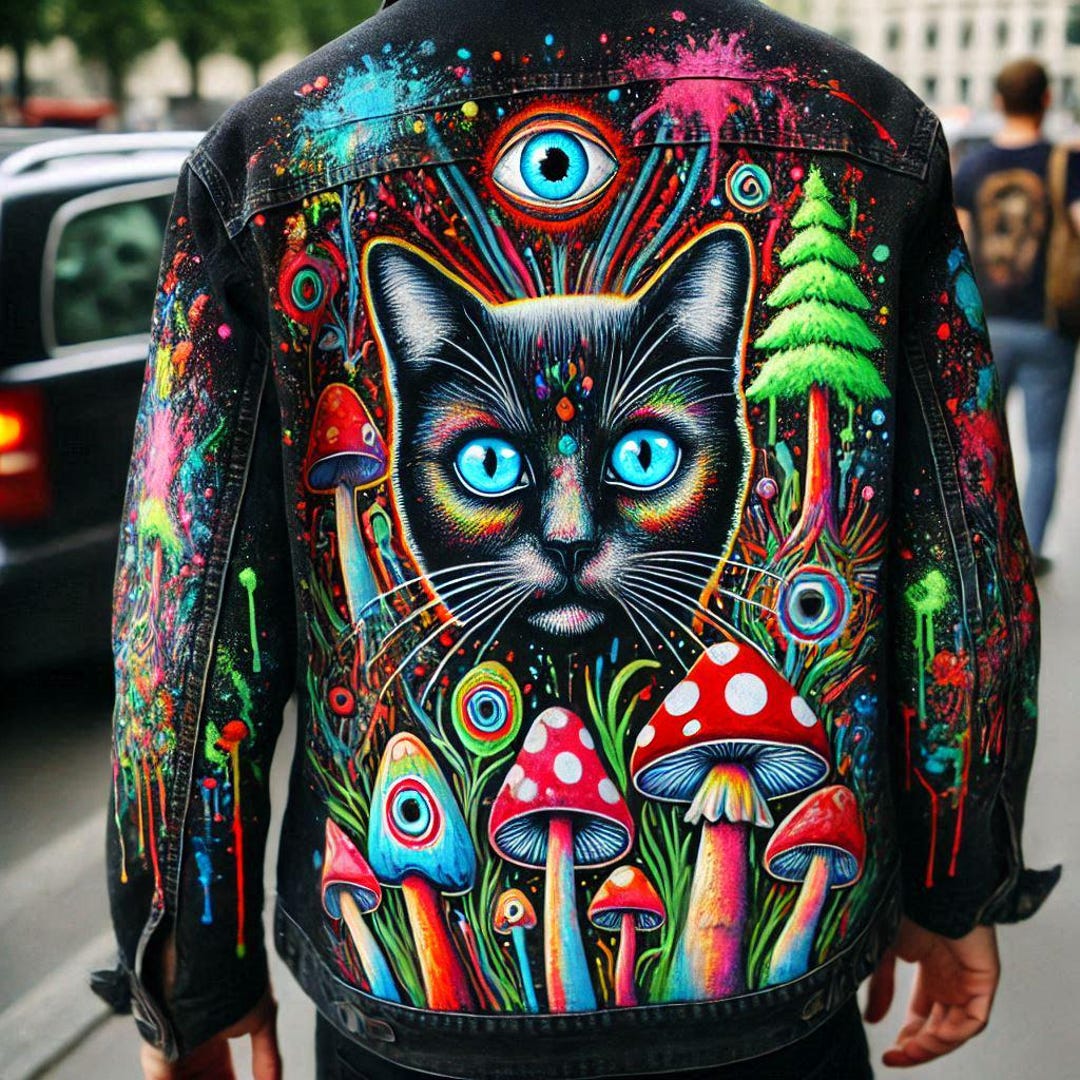 Hand Painted Custom Jacket Made to Order, Painted Denim Jacket ...