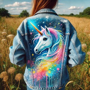 Hand-painted Unicorn Jacket Made to Order, Painted Denim Jacket ...