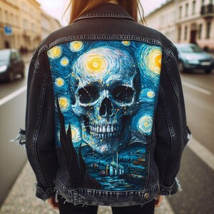 Hand-painted Dark Grunge Denim Jacket: Gothic Rock Inspired Jean Jacket ...
