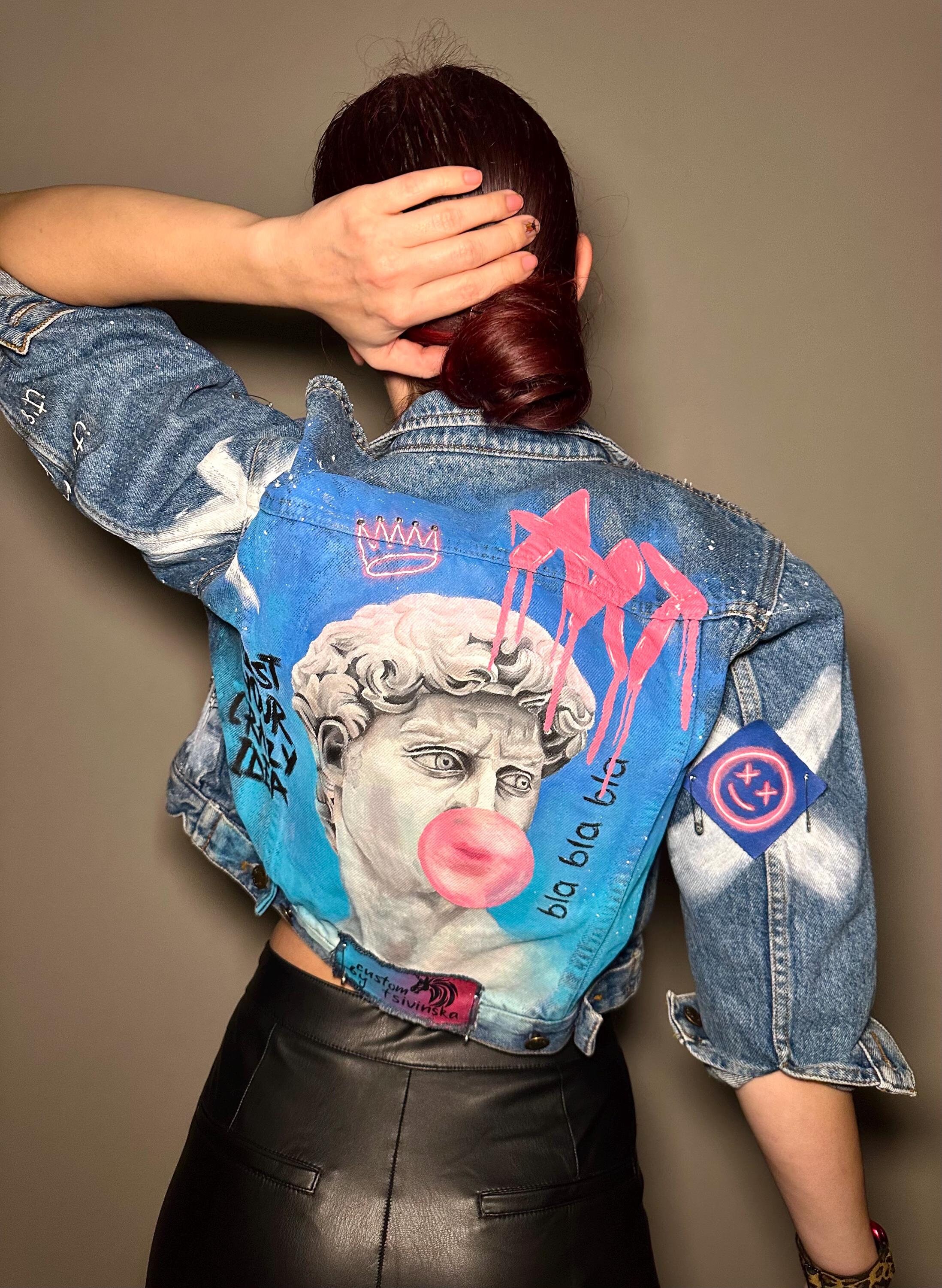 Hand-painted Denim Jacket Arcane Jinx, Art Custom Personalized Jacket ...