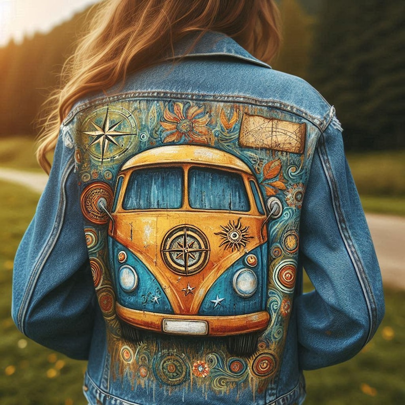 Hand-painted Hippie Denim Jacket: Custom Boho Festival Wear - Etsy
