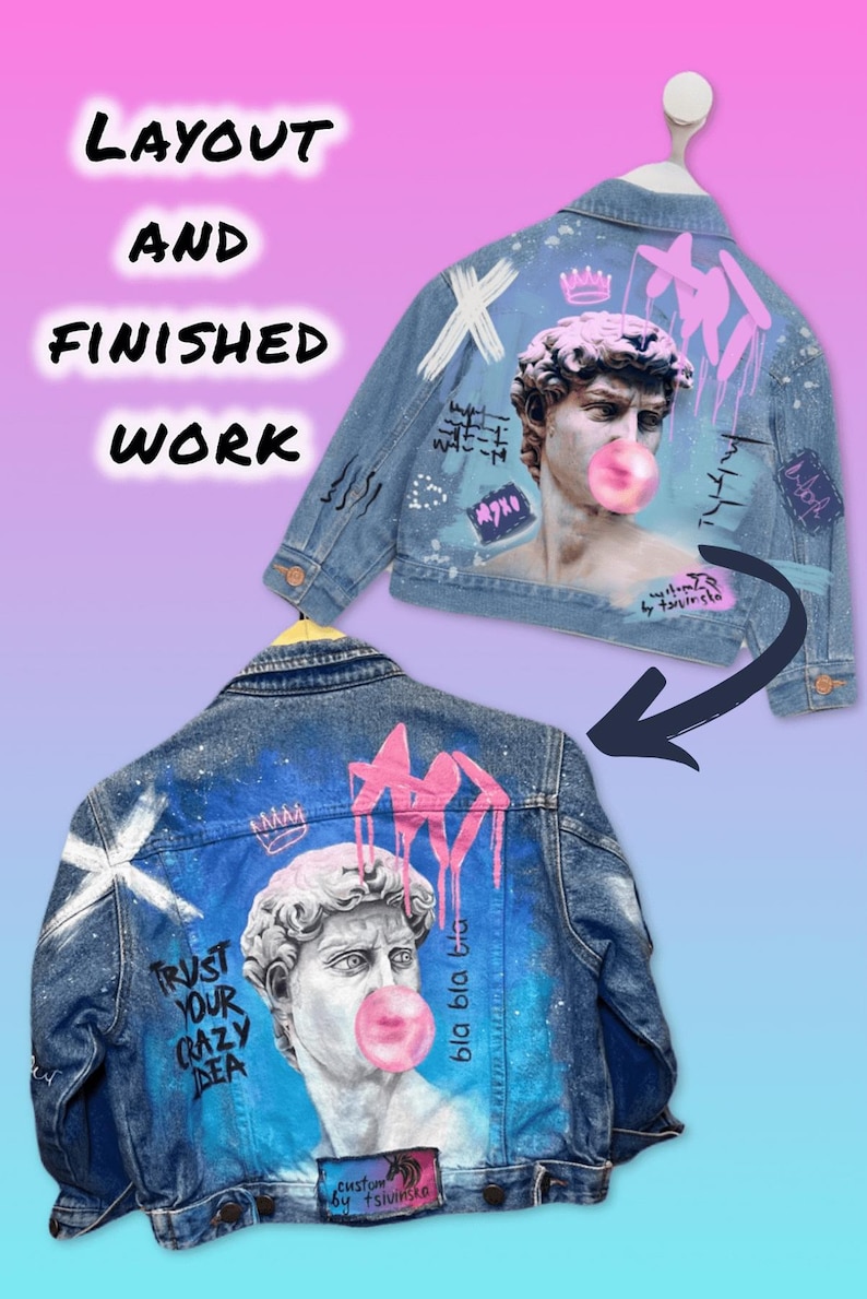Hand-painted Denim Jacket: Custom Art Handmade Clothes - Etsy
