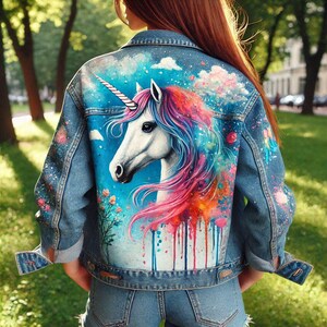 Hand-painted Unicorn Jacket Made to Order, Painted Denim Jacket ...