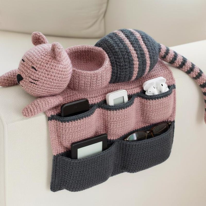 Crochet Cat Sofa Arm Organizer - Etsy