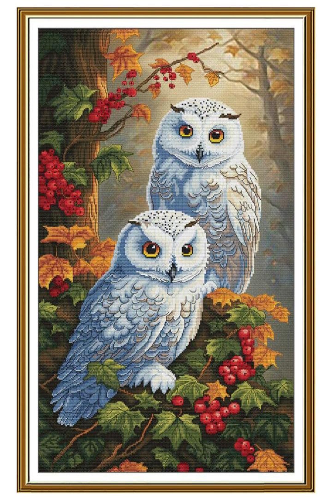Cross-stitch Kit on Canvas With a Background Design "forest Young ...
