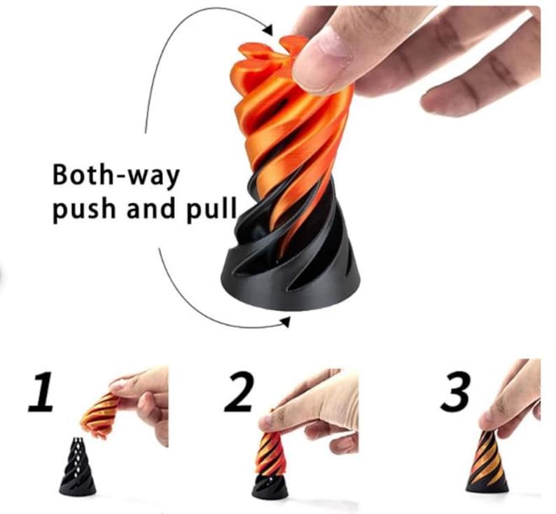 Spiral 3D Printed Fidget Toy 2 Piece Multicolor Fidget Fun - Etsy