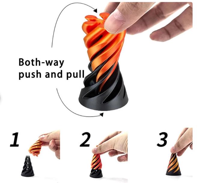 Spiral 3D Printed Fidget Toy 2 Piece Multicolor Fidget Fun - Etsy