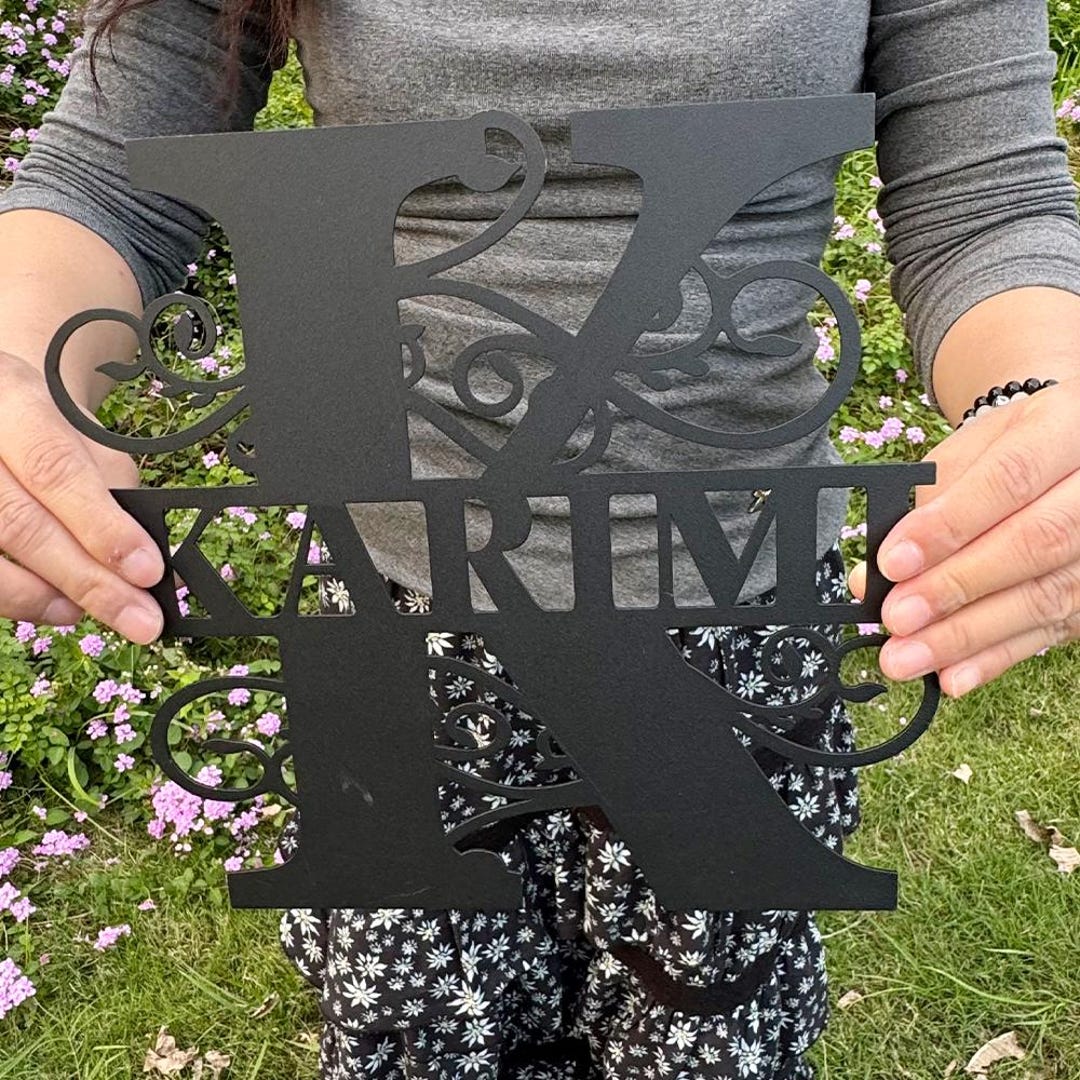 Custom Initial With Family Name Wall Sign, Personalized Room Letter ...