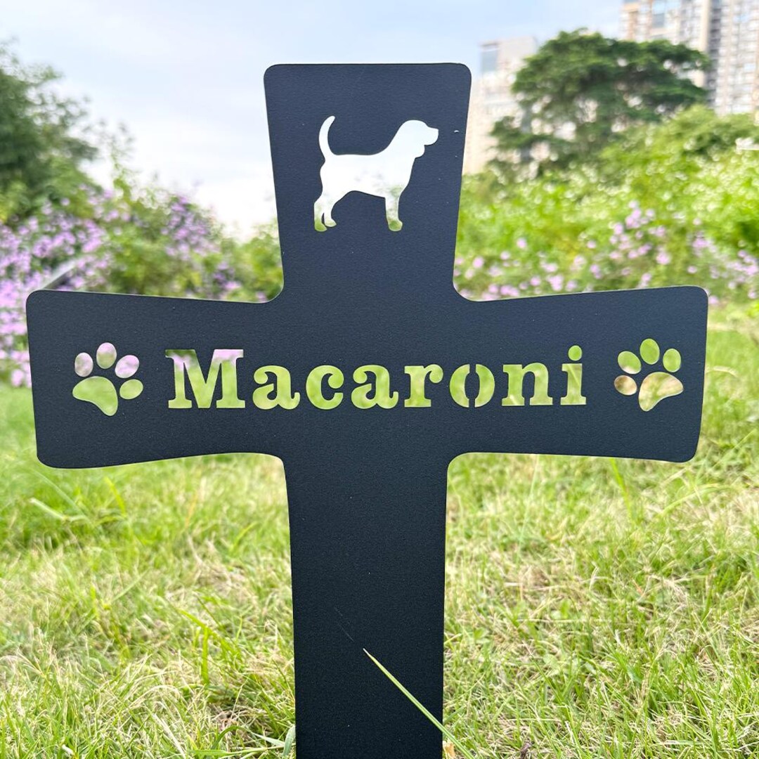 Custom Beagle Memorial Grave Marker, Personalized Dog Name Cross ...
