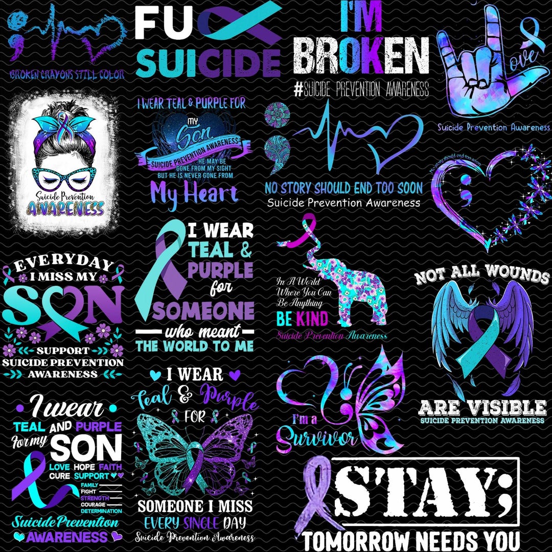 Suicide Prevention Png Bundle, Suicide Awareness Png, I Wear Teal and ...