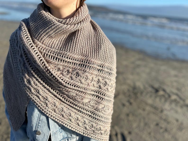 Asymmetrical Cable Knit Shawl Pattern: Triangle Wrap (PDF Pattern) - Etsy