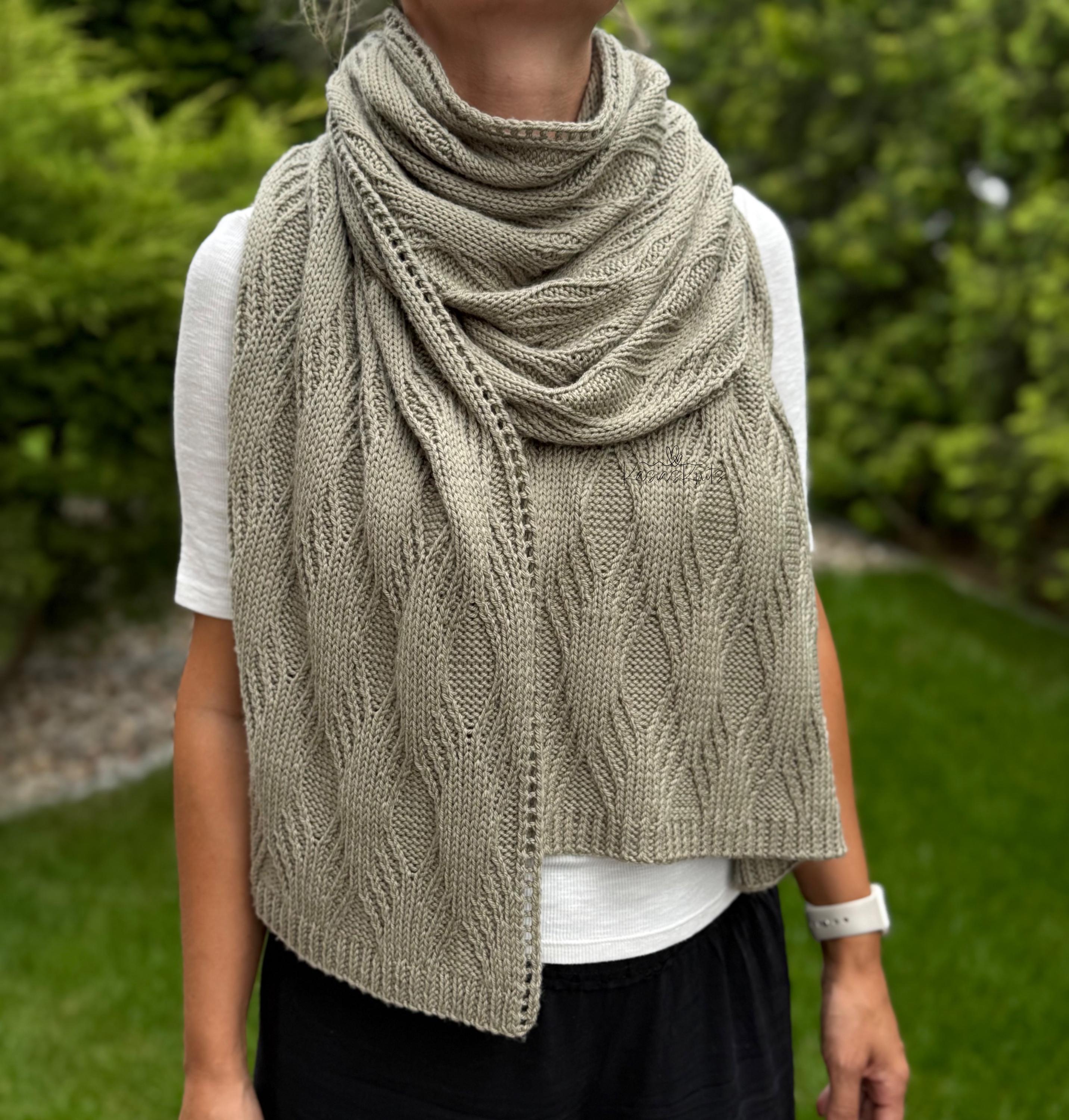 Textured Rectangular Shawl Knitting Pattern: Reversible Cable Knit Wrap ...