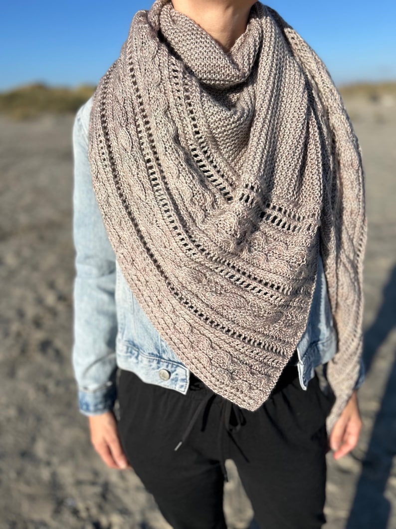 Asymmetrical Cable Knit Shawl Pattern: Triangle Wrap (PDF Pattern) - Etsy