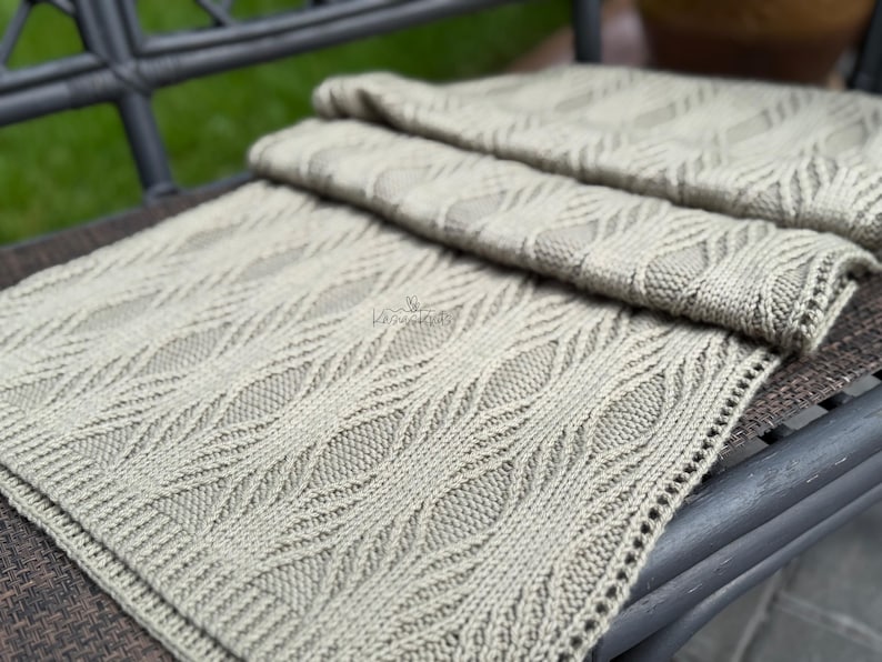 Textured Rectangular Shawl Knitting Pattern: Reversible Cable Knit Wrap ...