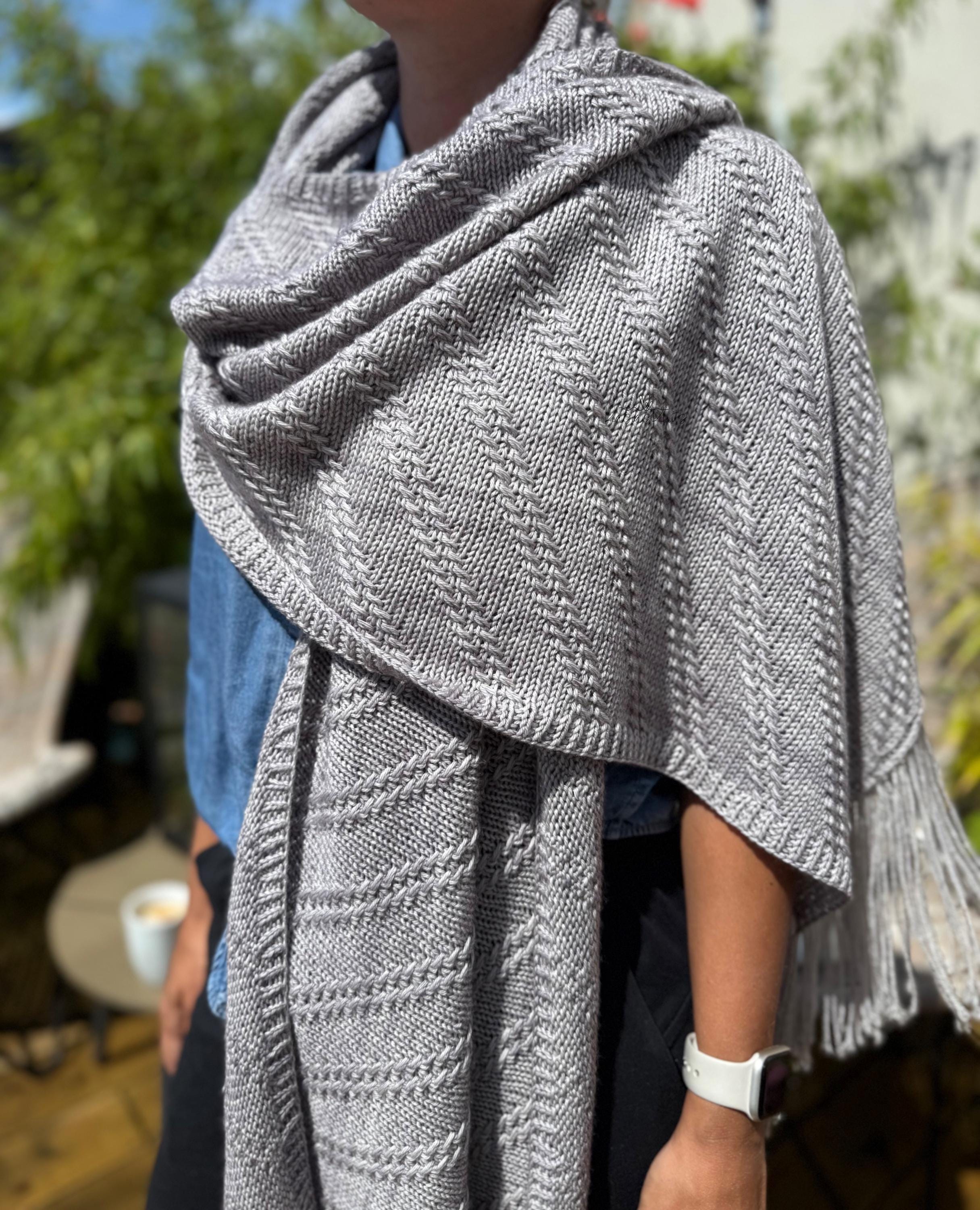 Textured Rectangular Shawl Knitting Pattern: Sabi Line Wrap (PDF ...