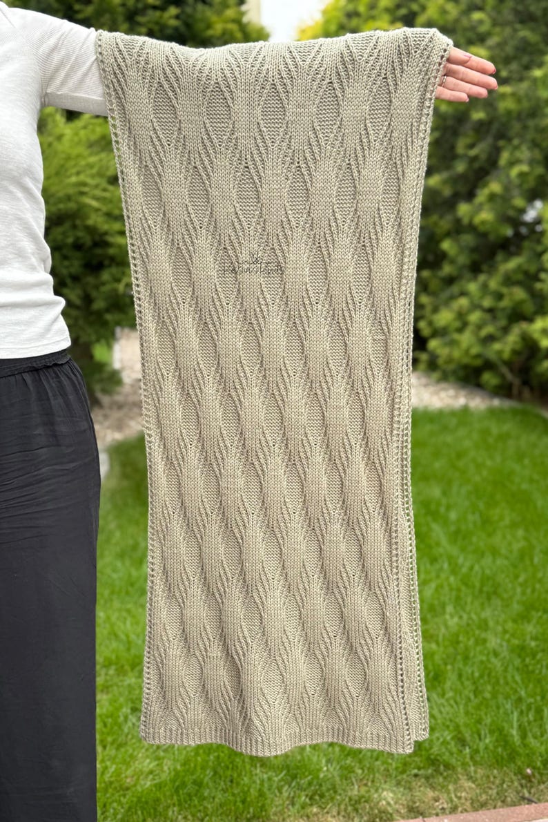 Textured Rectangular Shawl Knitting Pattern: Reversible Cable Knit Wrap ...