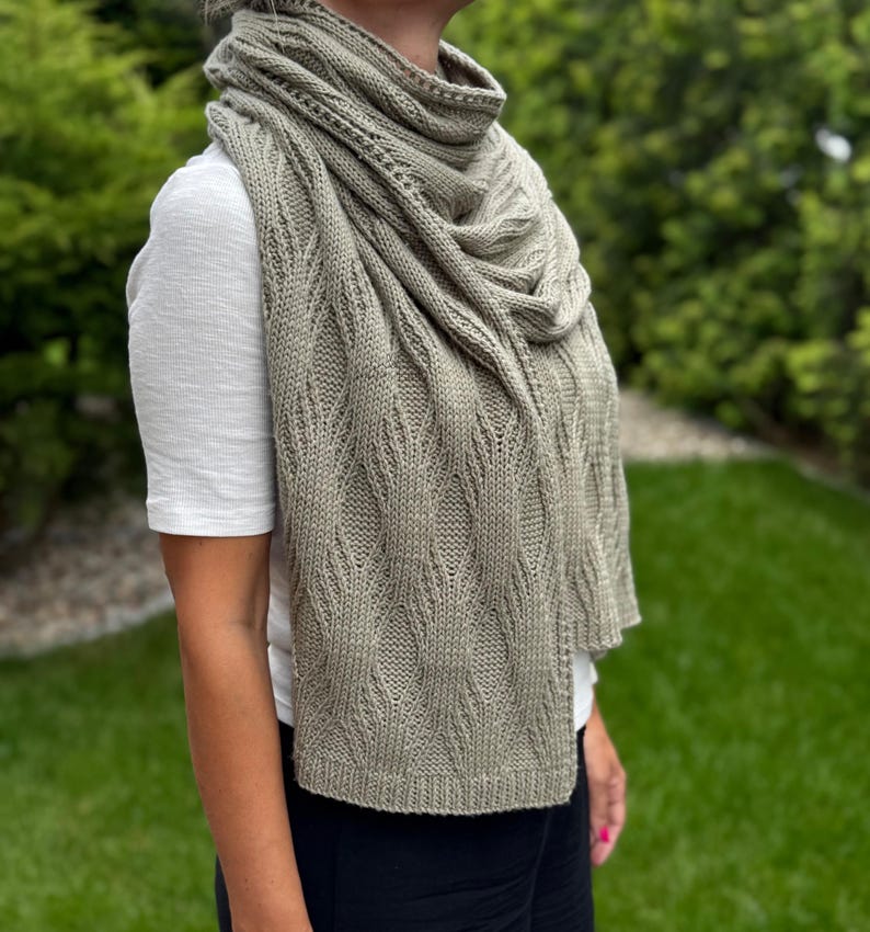 Textured Rectangular Shawl Knitting Pattern: Reversible Cable Knit Wrap ...
