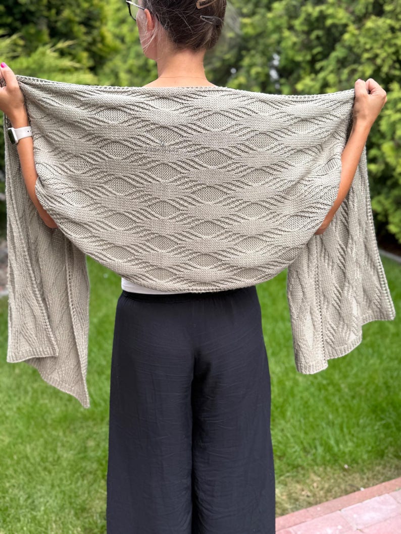 Textured Rectangular Shawl Knitting Pattern: Reversible Cable Knit Wrap ...