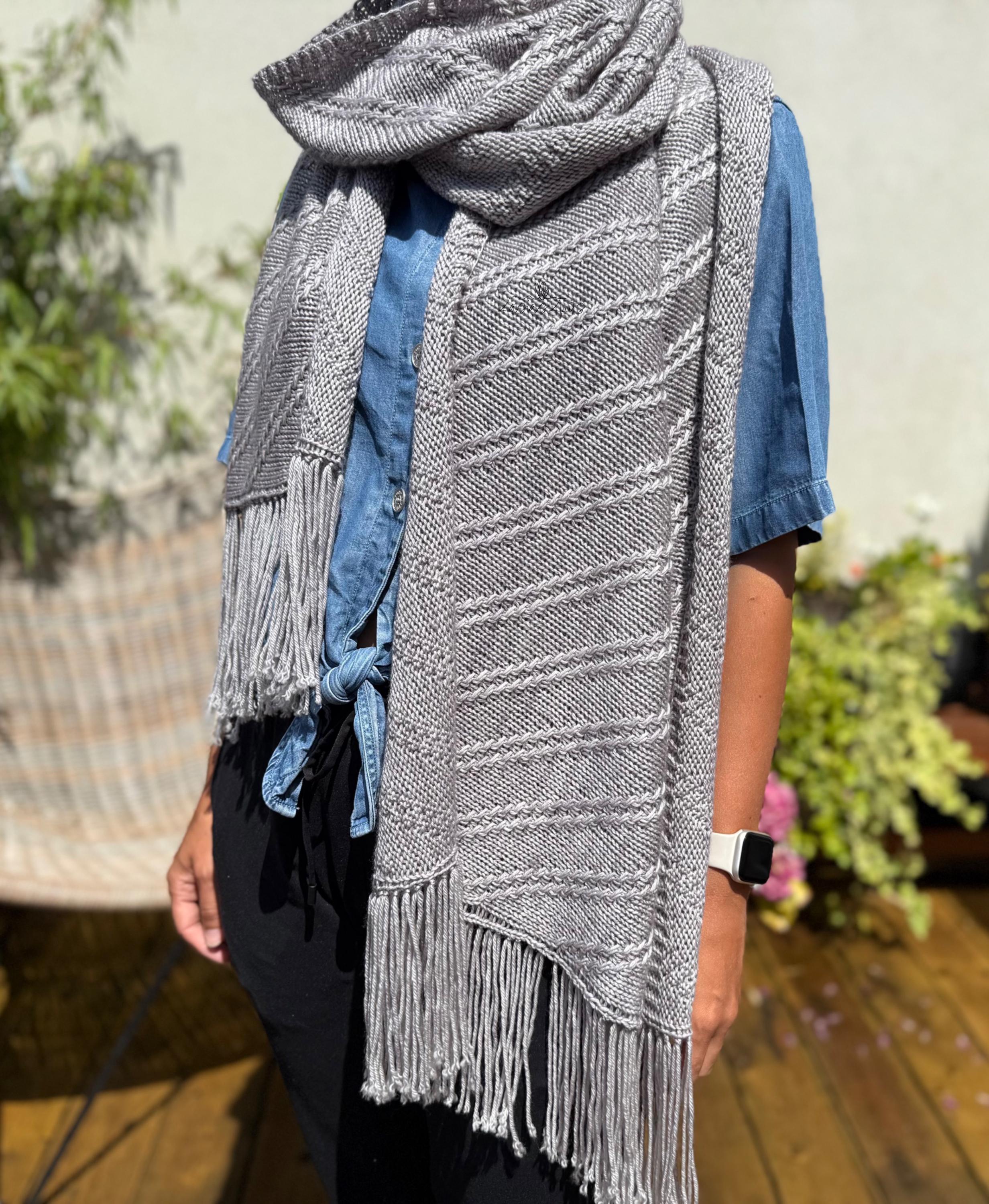 Textured Rectangular Shawl Knitting Pattern: Sabi Line Wrap (PDF ...