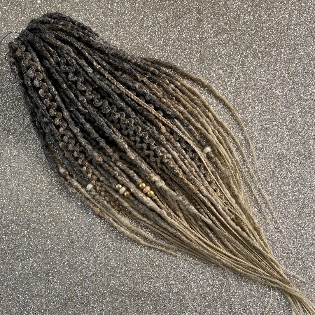 Brown to Blonde Ombre Synthetic Crochet Dreadlocks – Boho Lumpy Texture ...