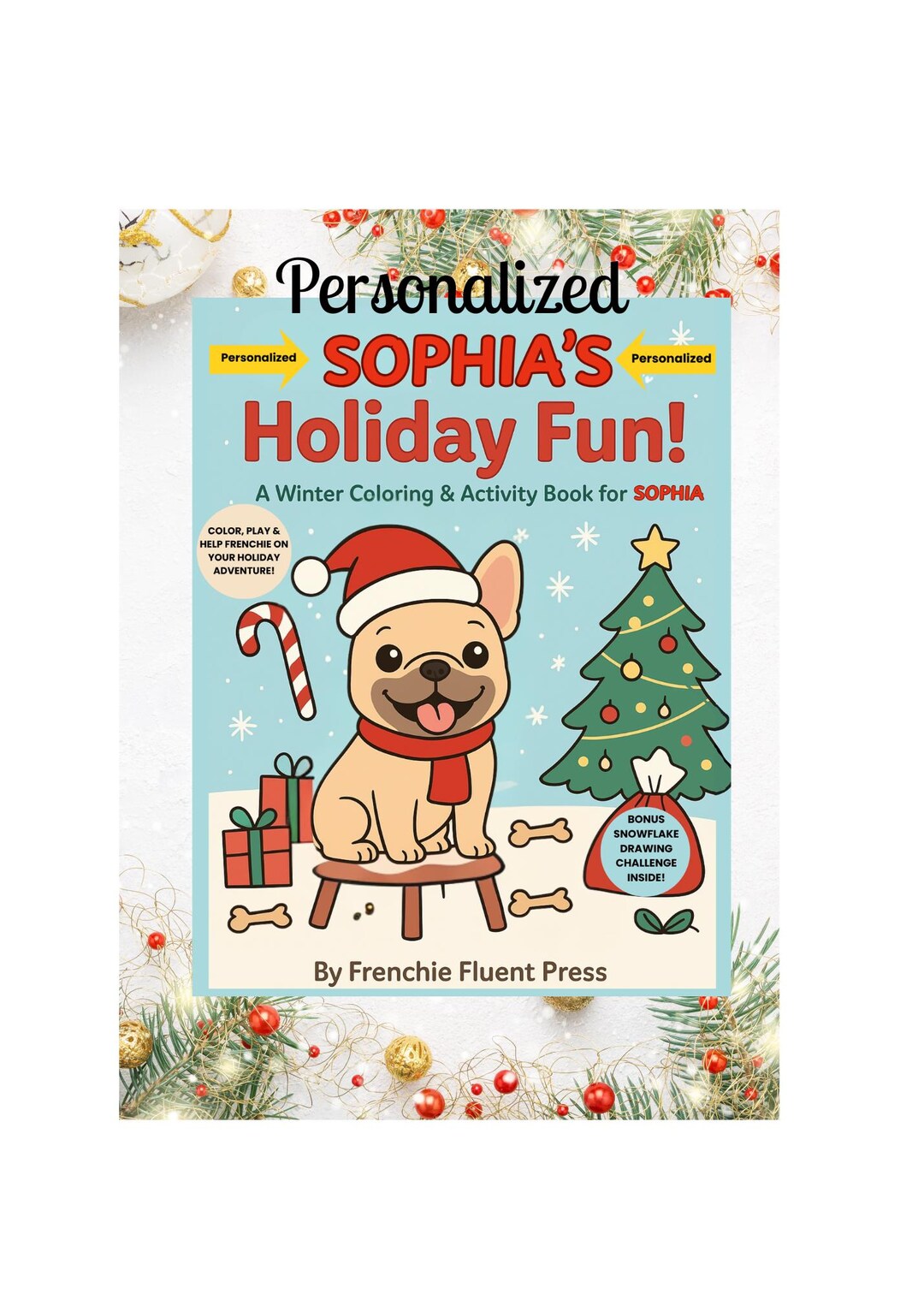 Personalized Christmas Coloring Activity Book, French Bulldog (PDF ...