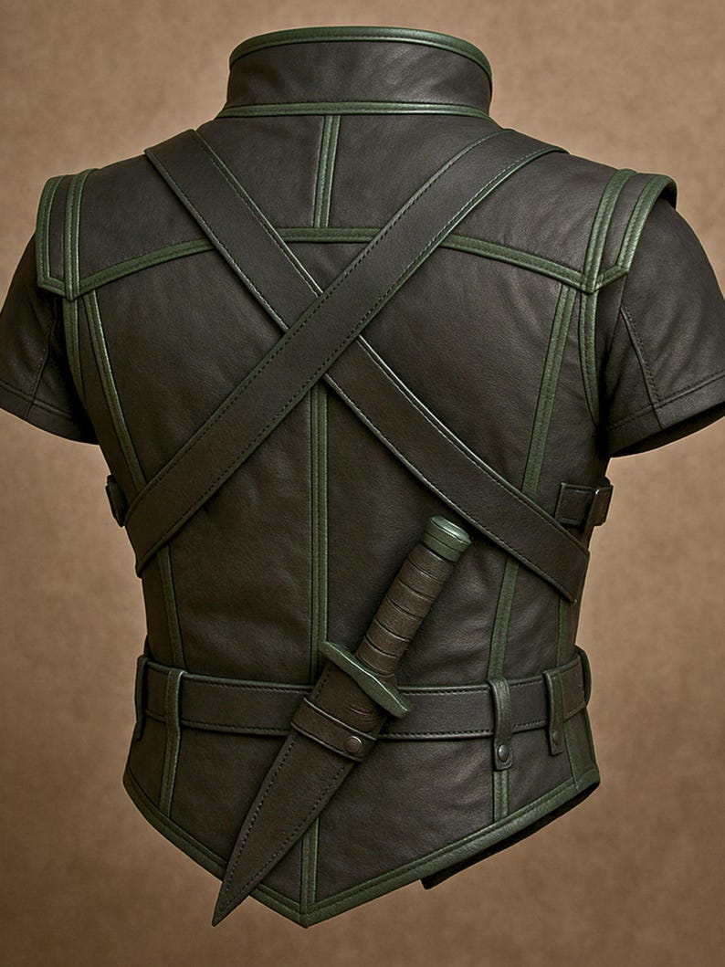 Shadow Ranger Leather Vest – Matte Black Tactical Rogue Cosplay Armor ...