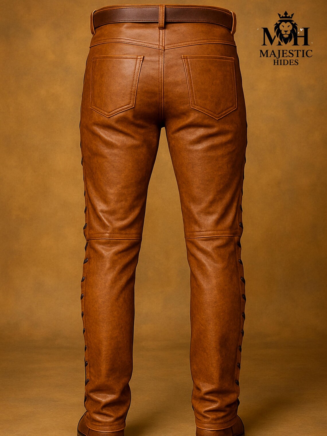 Men’s Brown Western Leather Vest & Pants Set – Cowboy Rodeo Style ...