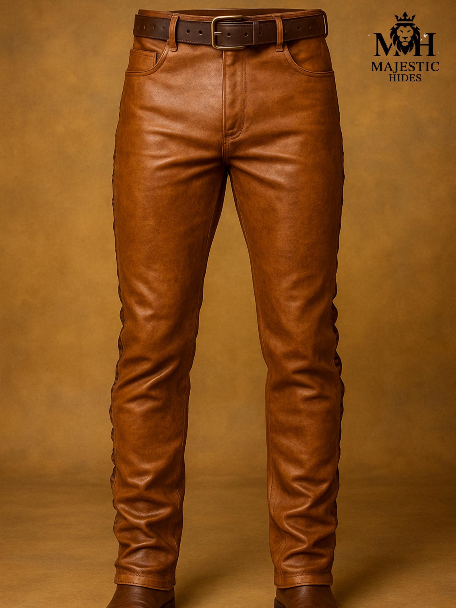 Men’s Brown Western Leather Vest & Pants Set – Cowboy Rodeo Style ...