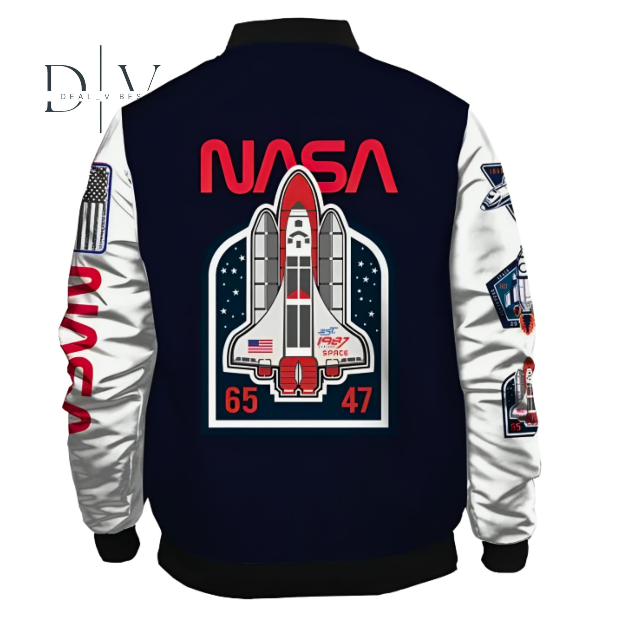 Men's NASA Bomber Varsity Jacket - Space Flight Pilot Coat, Astronaut ...