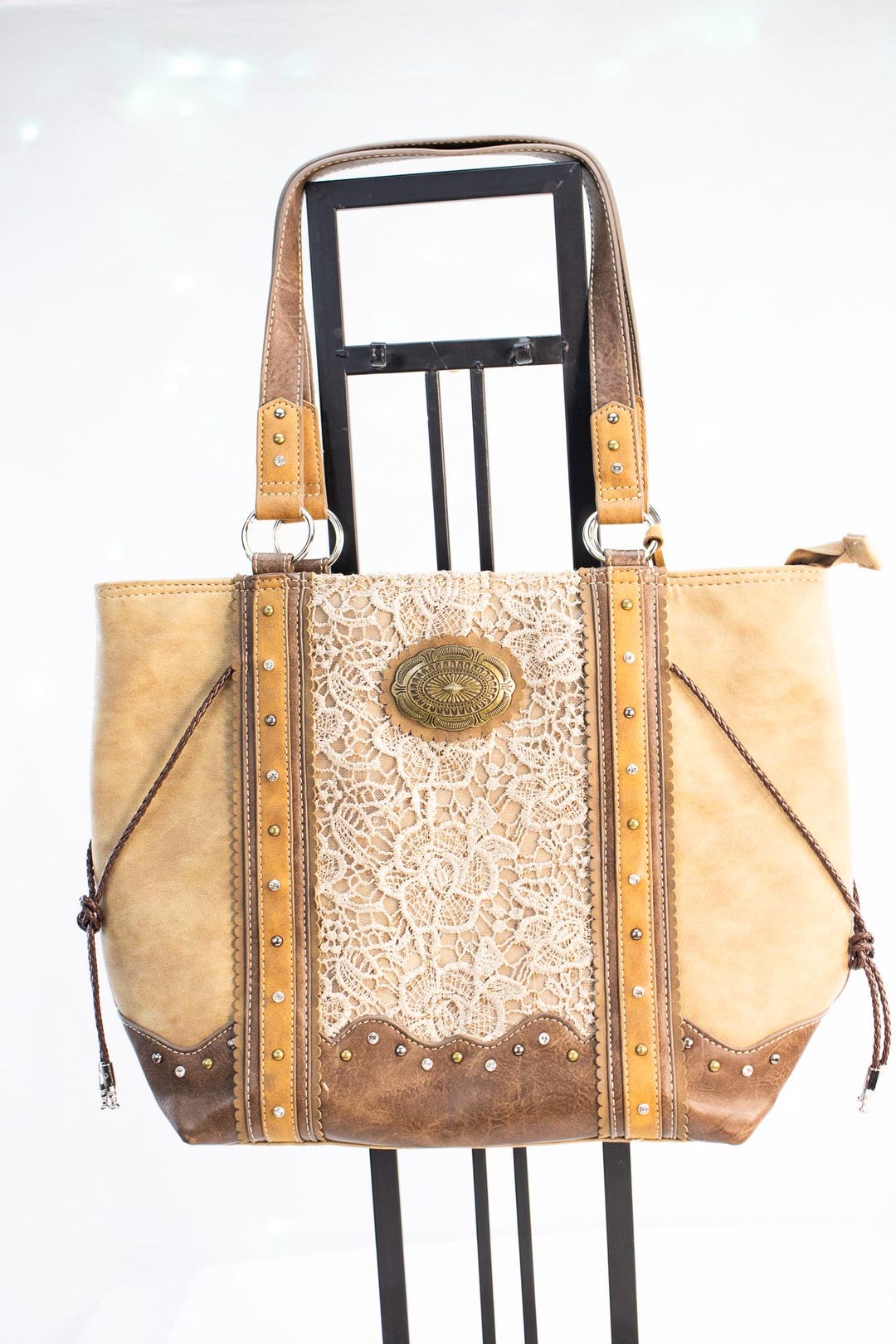 Trinity Ranch Cowhide Concealed Carry Tote | Western Studded Leather ...