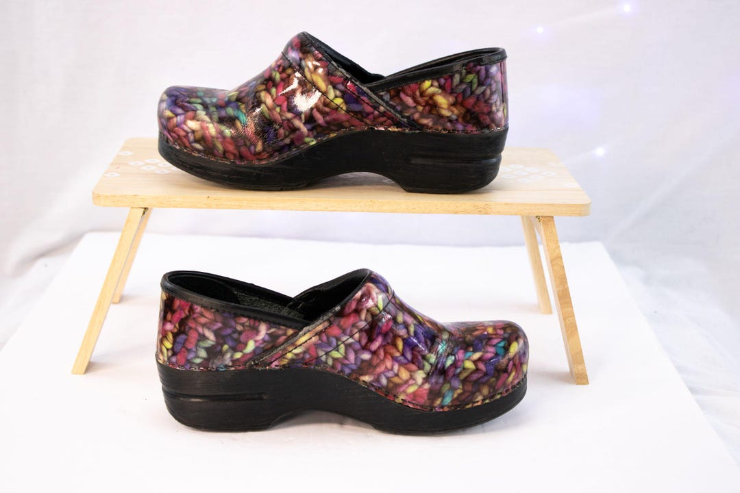 Dansko Professional Clogs Multicolor Knit Print Leather EU 37 US 6-6.5 ...