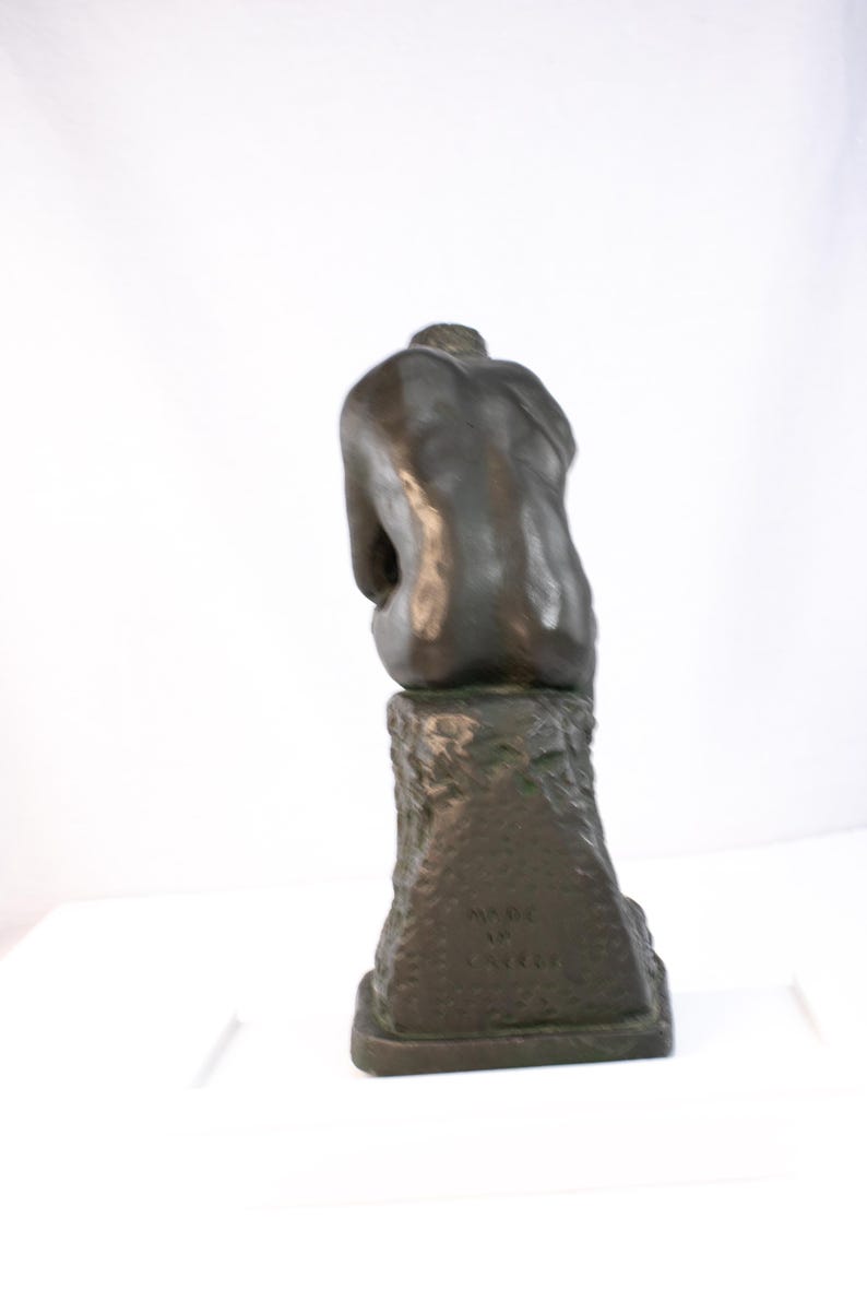 Vintage Bronzed Greek “the Thinker” Statue – Mid-century Rodin Style ...