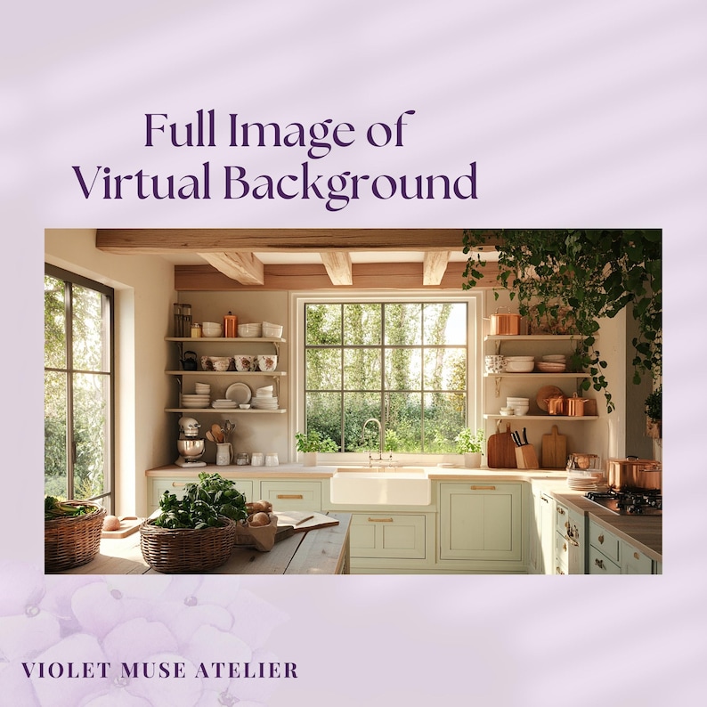 Cottage Kitchen Zoom Background: Farmhouse Garden Home Virtual Backdrop ...