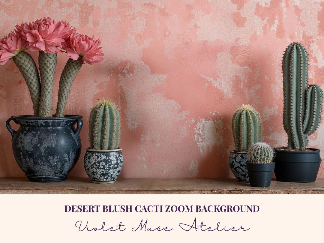 Desert Cactus Zoom Background: Pink Cowgirl Digital Workspace (instant ...