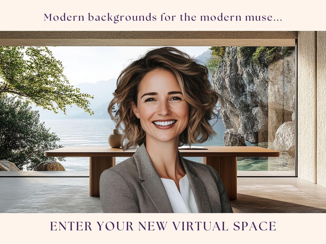 Modern Lakeview Office Zoom Background, Minimalist Luxury Virtual ...