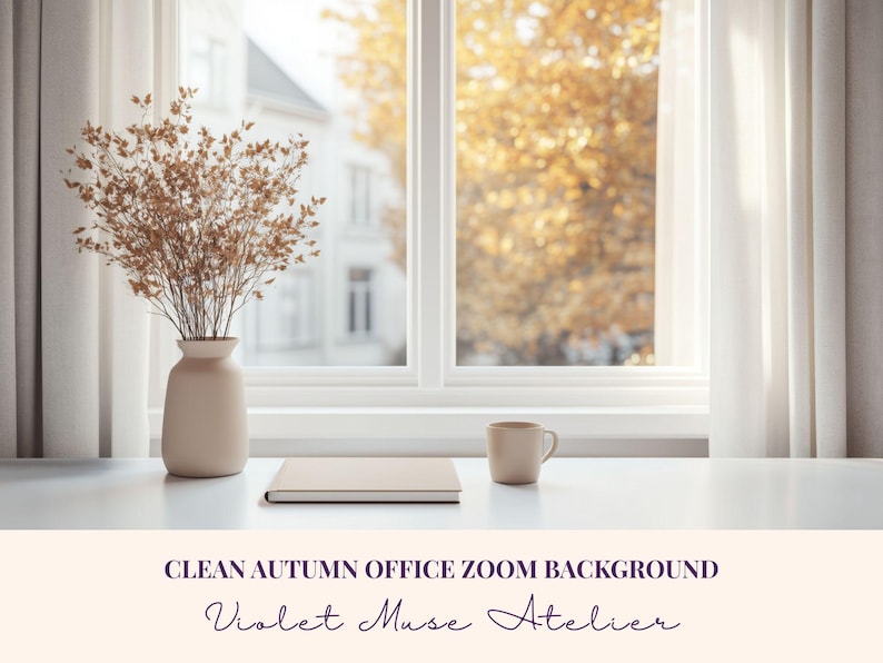 Minimal Fall Office Zoom Background: Clean Desk Virtual Backdrop for ...