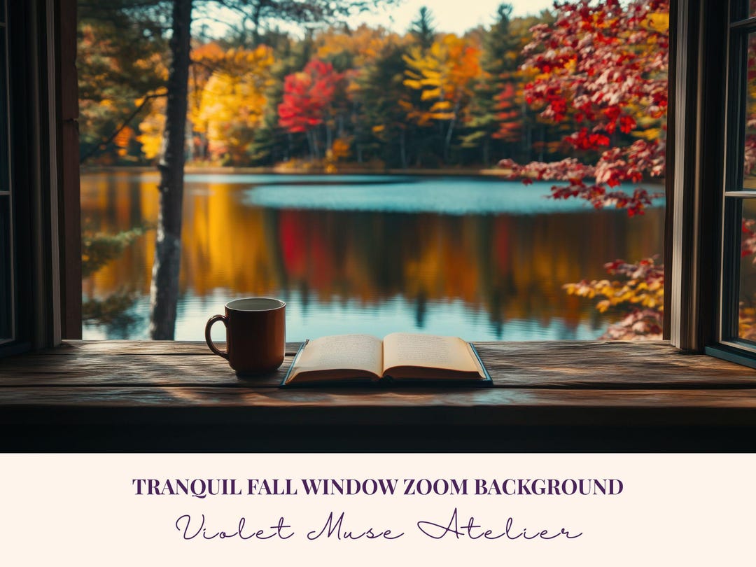 Autumn Lake View Zoom Background: Tranquil Fall Window (instant ...