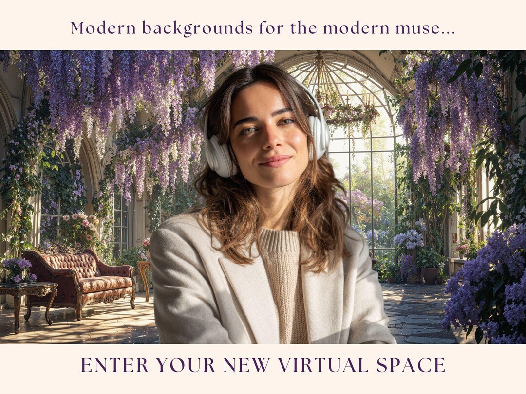 Spring Conservatory Virtual Background: Romantasy Workspace (4K Instant ...