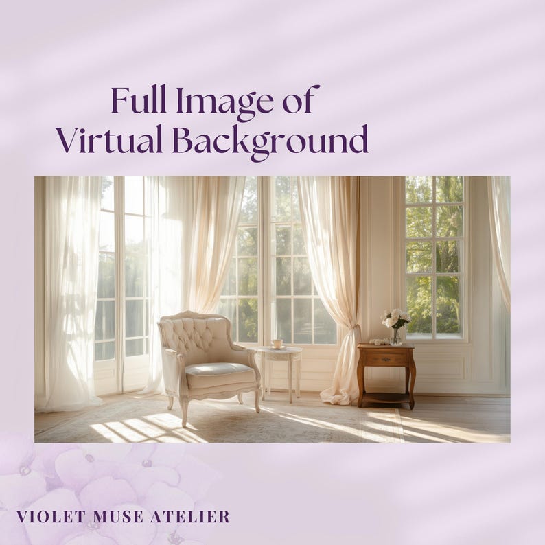 French Chateau Zoom Background: Elegant Reading Nook Virtual Backdrop ...