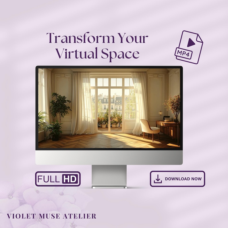 Animated Paris Window Zoom Background: Parisian Office Video Virtual ...
