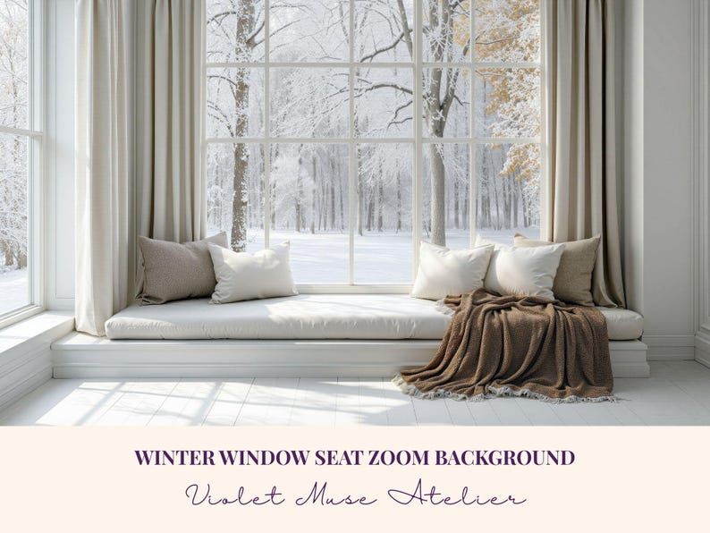 Winter Window Seat Zoom Background: Cozy Home Office Snow Virtual ...