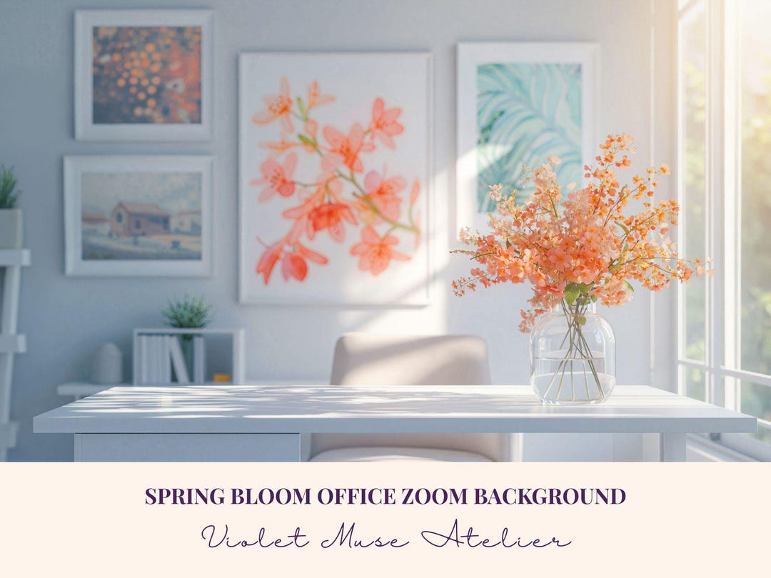Spring Bloom Office Zoom Background: Airy Sunlit Home Office Virtual ...