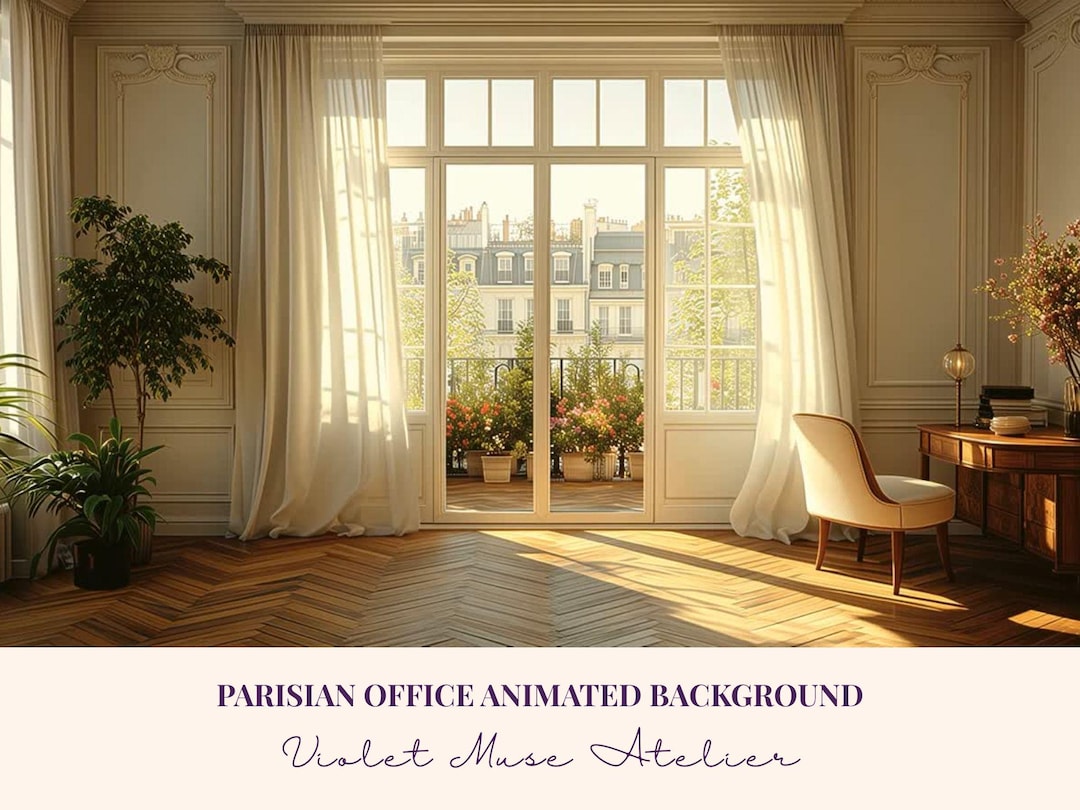 Animated Paris Window Zoom Background: Parisian Office Video Virtual ...