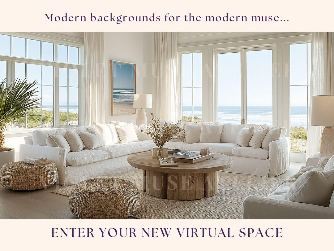 Beach House Zoom Virtual Background, Serene Coastal Virtual Office ...