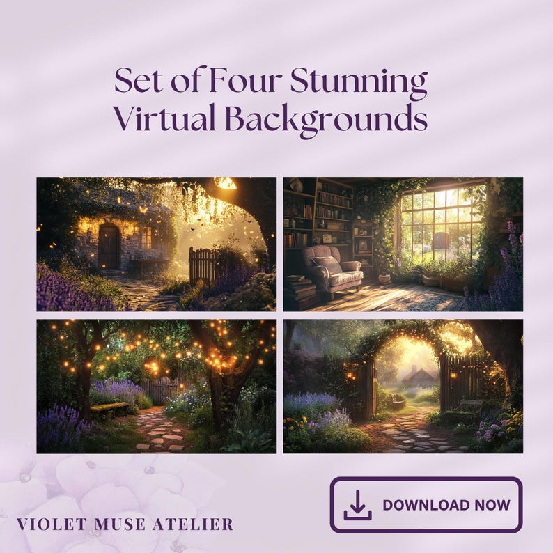 Cottagecore Zoom Virtual Background Bundle, Fresh Spring Office ...