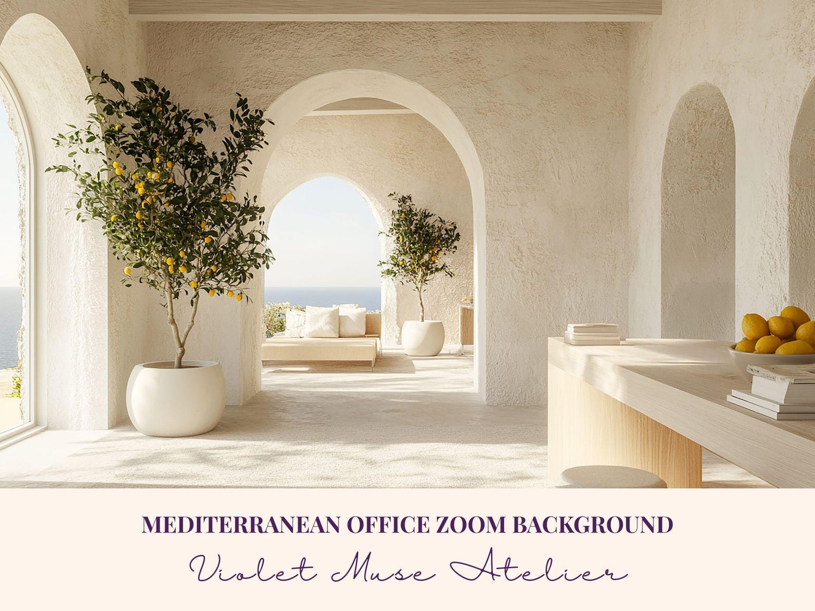 Mediterranean Zoom Background: Amalfi Coast Office Virtual Backdrop ...