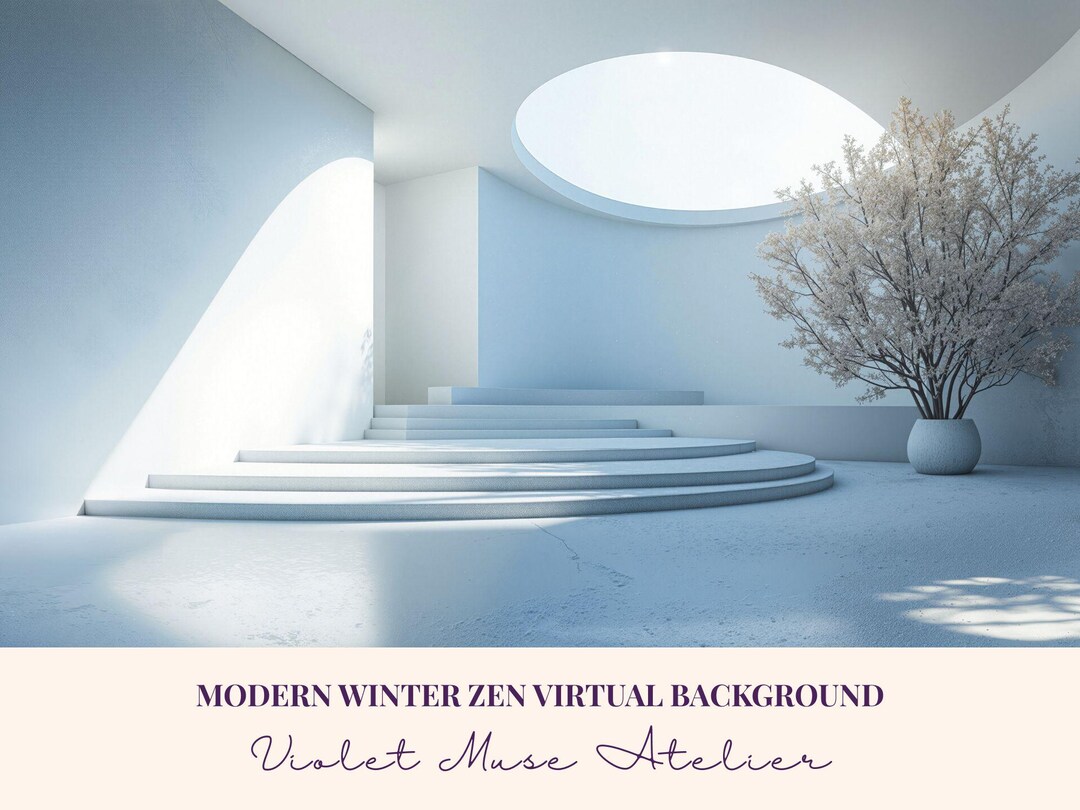 Modern Winter Zoom Background: Sculptural Zen Workspace Virtual ...