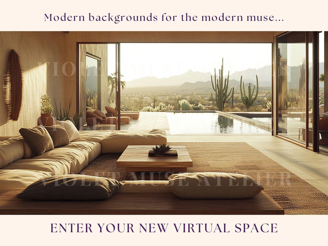 Desert Cacti Home Zoom Background, Cactus Mountain View Oasis Virtual ...